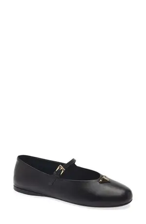 Prada Logo Mary Jane Flat - Nero