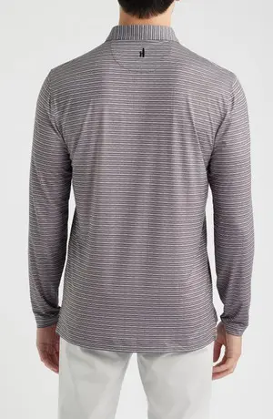 Johnnie-o Printed Track Stripe Long Sleeve Performance Polo - Black