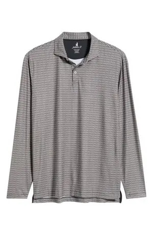 Johnnie-o Printed Track Stripe Long Sleeve Performance Polo - Black