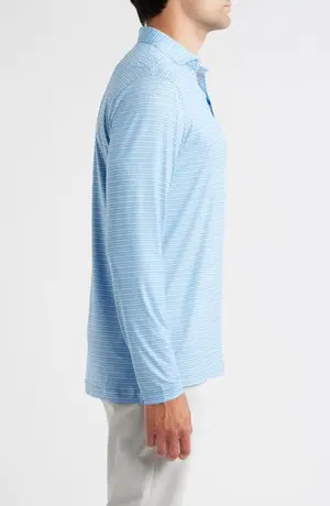 Johnnie-o Printed Track Stripe Long Sleeve Performance Polo - Sailor