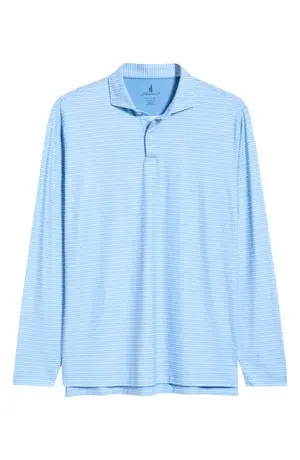 Johnnie-o Printed Track Stripe Long Sleeve Performance Polo - Sailor