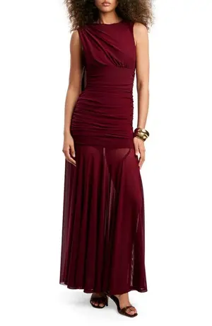 Bardot Alverie Mesh Maxi Dress - Mulberry