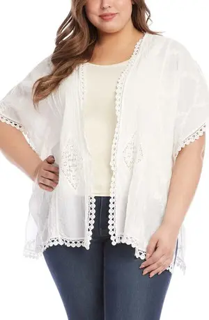 Karen Kane Crochet Detail Wrap - Ivory