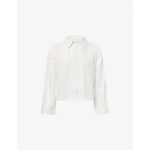 ME+EM Embroidered Cropped Cotton Blouse - Soft White