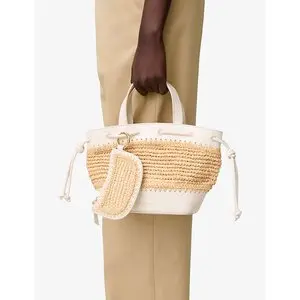 Claudie Pierlot Curved Raffia And Leather Purse