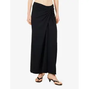 ME+EM Knotted Mid-rise Cotton-jersey Maxi Skirt