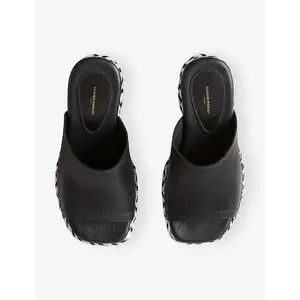 Claudie Pierlot Two-tone Braided Raffia-leather Mules