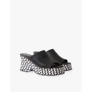 Claudie Pierlot Two-tone Braided Raffia-leather Mules