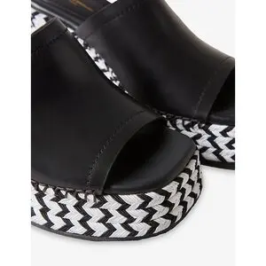 Claudie Pierlot Two-tone Braided Raffia-leather Mules