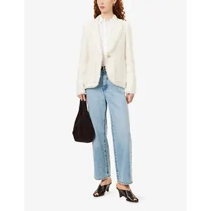 ME+EM Frayed-edge Textured Cotton-blend Blazer
