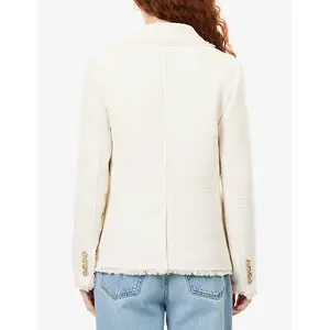 ME+EM Frayed-edge Textured Cotton-blend Blazer