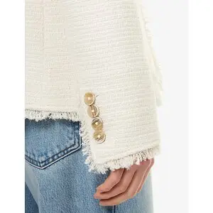 ME+EM Frayed-edge Textured Cotton-blend Blazer