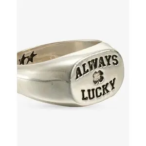 TWOJEYS Always Lucky Sterling- Plated Brass Signet Ring