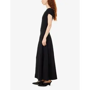 ME+EM Me + Em Square-collared Knit And Linen-blend Maxi Dress