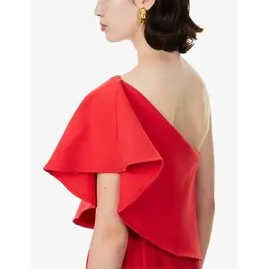 PRETTY LAVISH Liv Draped Asymmetric Crepe Maxi Dress