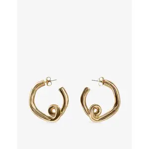 Claudie Pierlot Engraved Brass Hoop Earrings - Gold