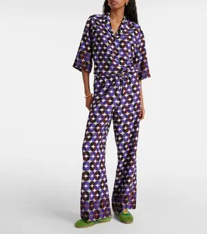 Dries Van Noten Geometric Print Crepe Bowling Shirt