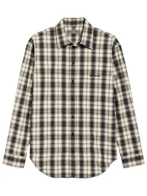 Balenciaga Regular Fit Cotton Check Flannel Shirt - White