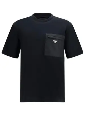 Prada Jersey And Re-nylon T-shirt - Black