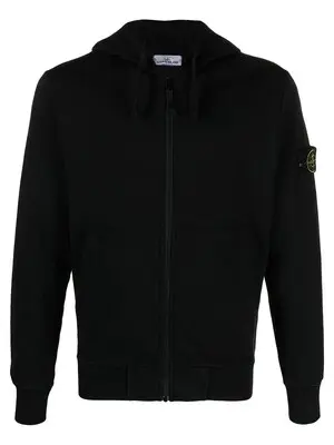 Stone Island Hoodie With Zip And Hood - Black