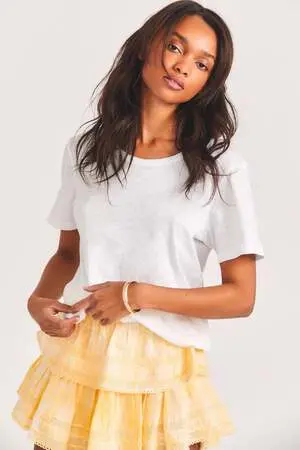 LoveShackFancy Calix Cotton Tee - White