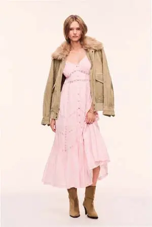 LoveShackFancy Esilda Heritage Cotton Midi Dress - Pink
