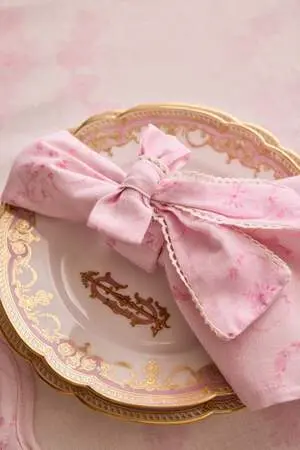 LoveShackFancy Bow Napkin Rings - Set Of 4  Subtle Pink