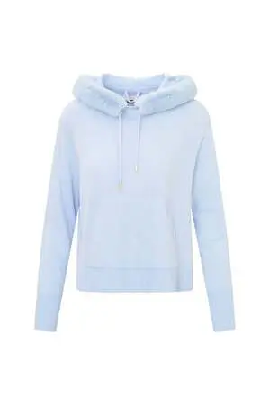 LoveShackFancy X Max&moi Wool-cashmere Faux Fur Hoodie - Ciel