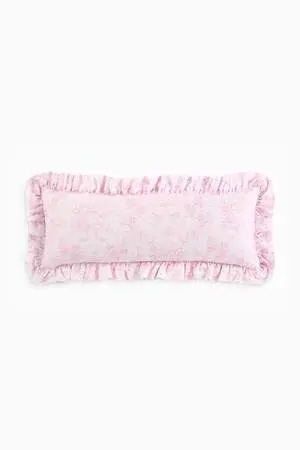 LoveShackFancy Lumbar Toile Print Ruffle Pillow - Bluebell