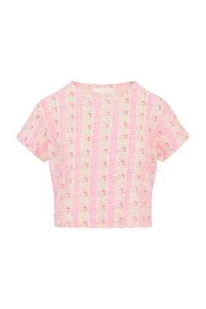 LoveShackFancy Rubin Cropped Tee - Pink Macaroon