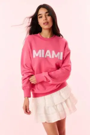 LoveShackFancy Palo Pullover With Appliqued City Names - Cherry Kiss Miami