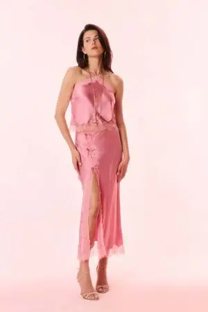 LoveShackFancy Calder Silk-blend Maxi Slip Skirt - Ivory