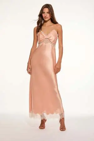 LoveShackFancy Orianna Silk-blend Maxi Slip Dress - Peche