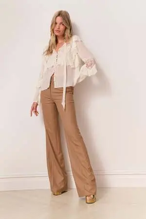 LoveShackFancy Amberelle Wool-blend Trousers - Camel