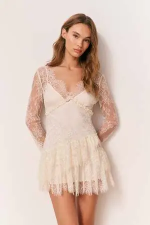LoveShackFancy Seelie Lace Mini Dress - Ivory