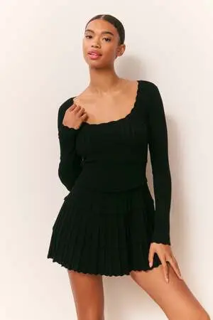 LoveShackFancy Lavender Stretch Pointelle Mini Dress - Black