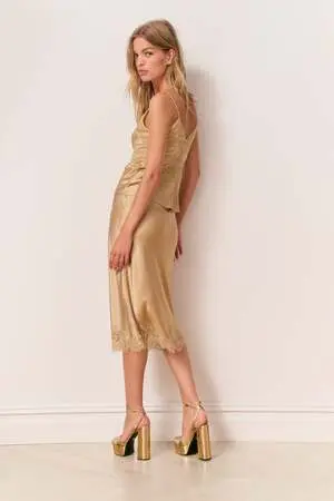 LoveShackFancy Brimsley Silk Lace Cami Top - Camel