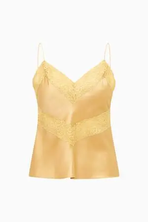 LoveShackFancy Brimsley Silk Lace Cami Top - Camel
