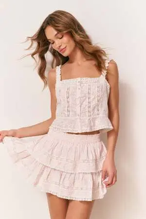 LoveShackFancy Secret Crush Ruffle Mini Skirt