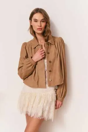 LoveShackFancy Eris Suede Jacket - Camel