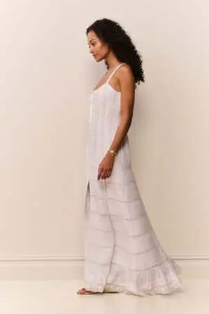 LoveShackFancy Calyx Cotton Maxi Dress With Lace Insets