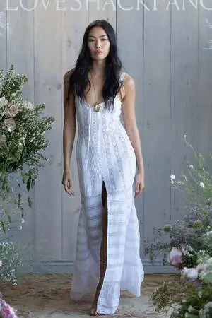 LoveShackFancy Calyx Cotton Maxi Dress With Lace Insets