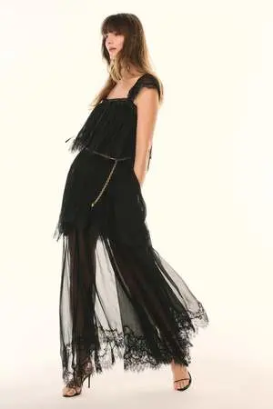 LoveShackFancy Maralee Silk Chiffon Maxi Dress - Black
