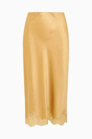 LoveShackFancy Malina Silk Midi Skirt - Deep Rose