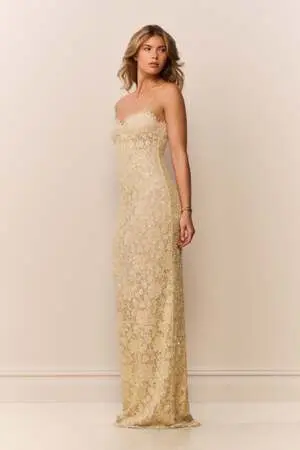 LoveShackFancy Ciona Sequin Lace Gown
