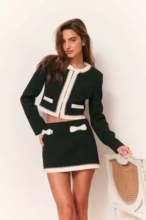 LoveShackFancy Edeness Bow Embellished Mini Skirt - Black