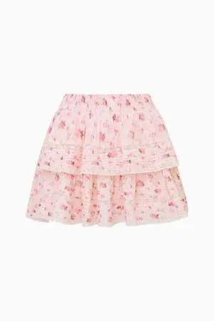 LoveShackFancy Ruffle Mini Garden Floral Skirt - Shadowed Lilac