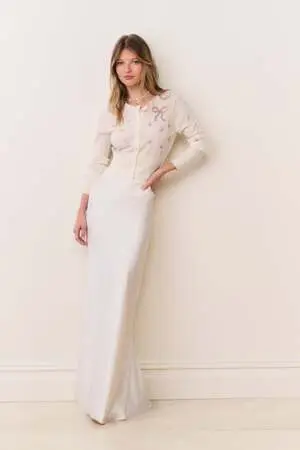 LoveShackFancy Maurine Satin Maxi Skirt - Ivory