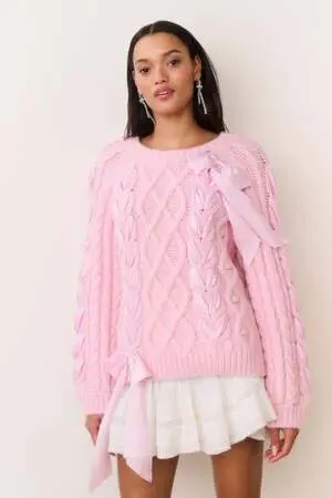 LoveShackFancy Kloss Alpaca-blend Ribbon Pullover - Ballet Slipper
