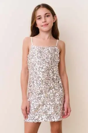 LoveShackFancy Sequin Mini Dress - Gold
